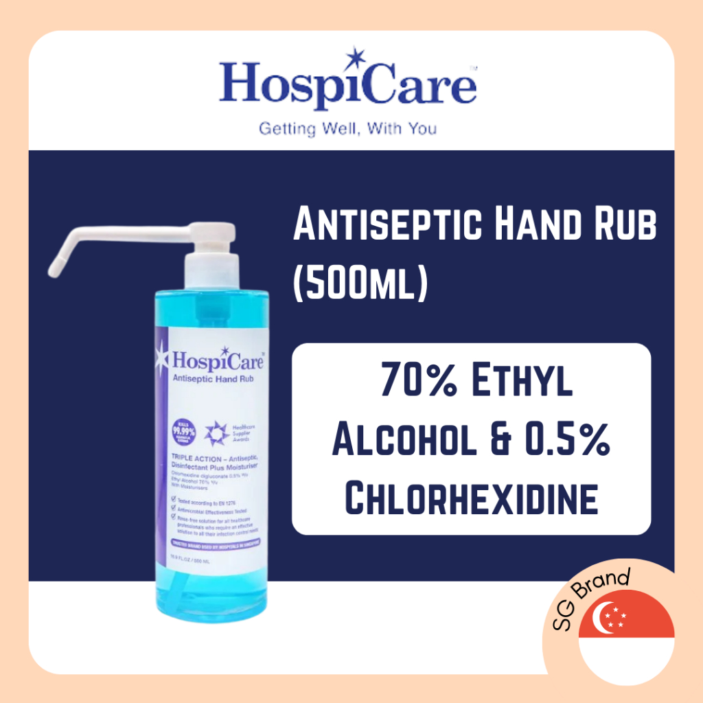HospiCare Antiseptic Hand Rub (500ml)w/ 70% Ethyl Alcohol & 0.5% ...