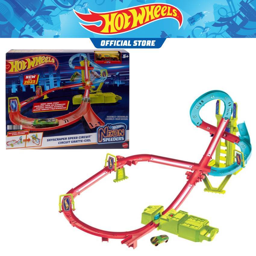 Hot Wheels NEON SPEEDERS Skyscraper Speed Circuit Track Set Suitable ...