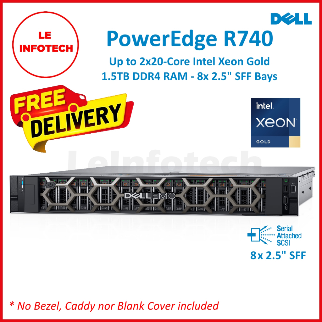 Dell PowerEdge R740 2U Rack Server 20-C Intel Xeon Gold RAM 1.5TB DDR4 ...