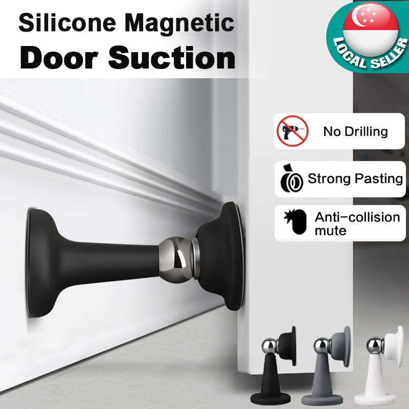 🇸🇬【SG stock】Silicone magnetic door stopper mute door stop punch-free ...