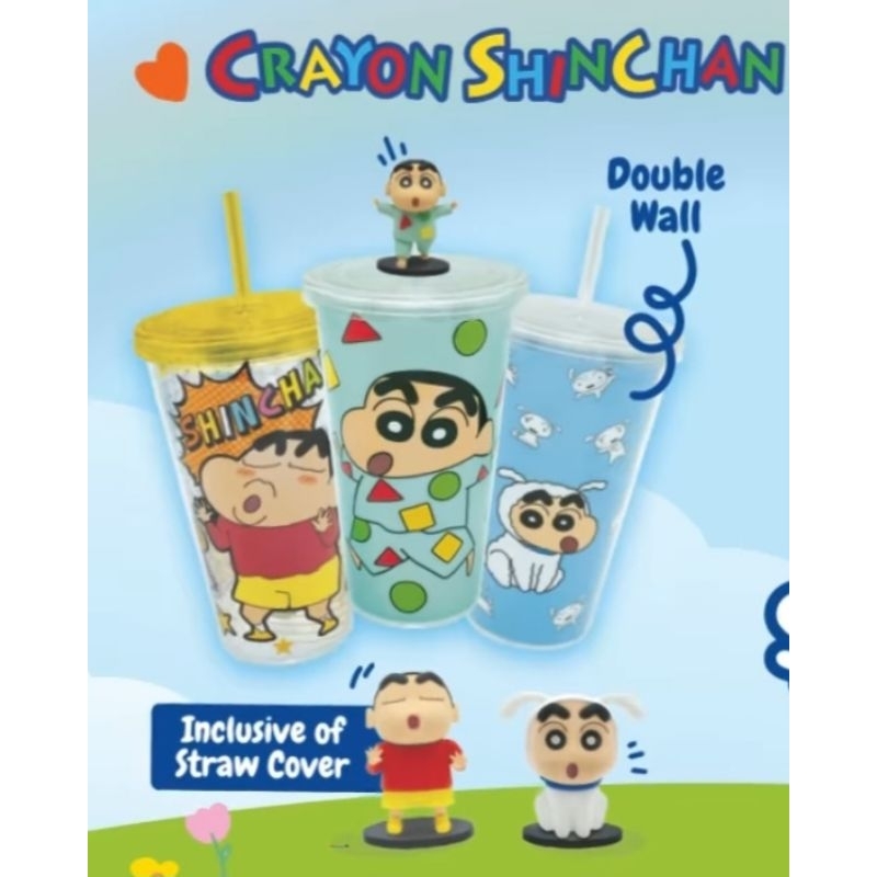 ️limited edition ️Crayonshin Shinchan drinking cup with straw 3D figure ...