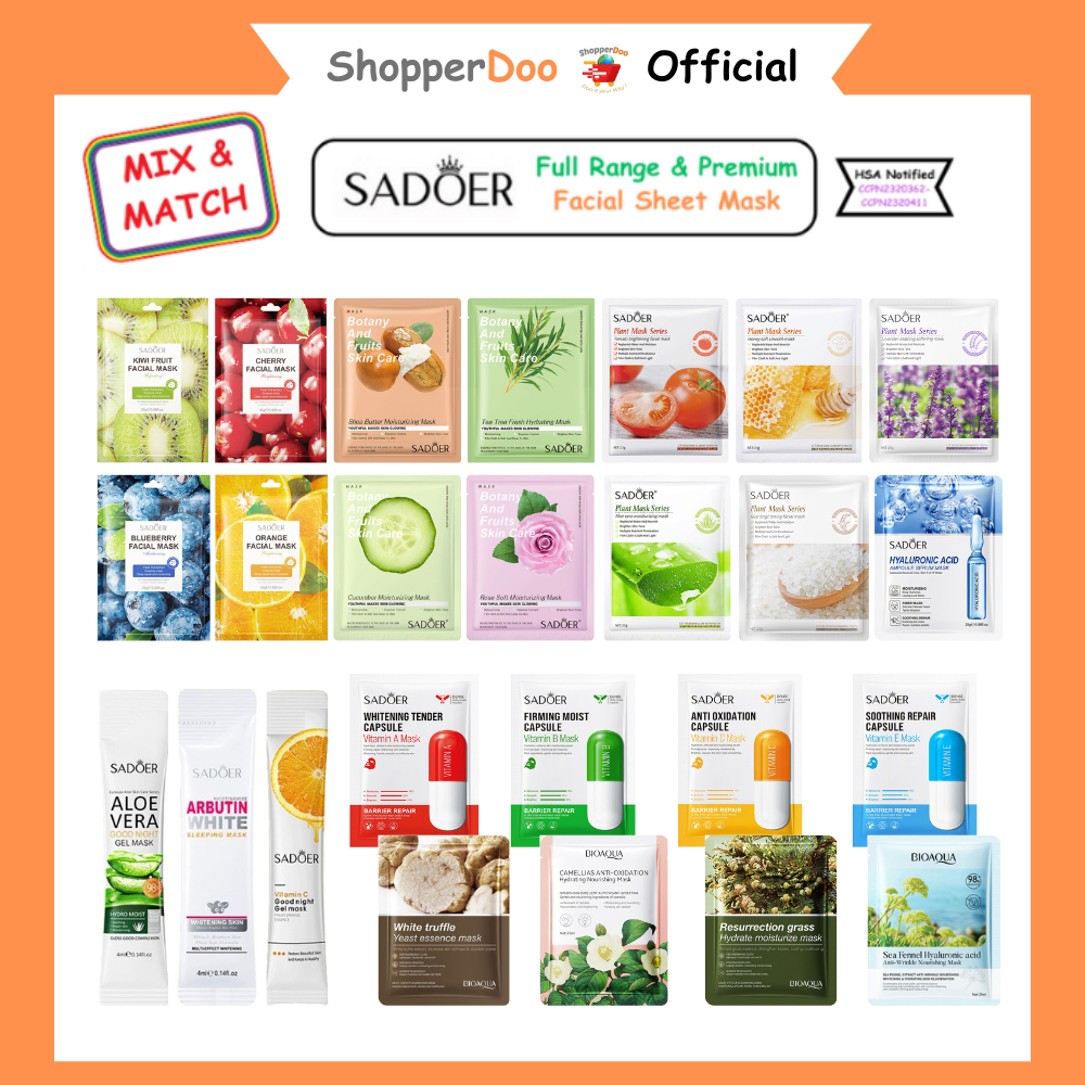 SADOER BIOAQUA Facial Sheet Mask, Sleeping Mask | Shopee Singapore