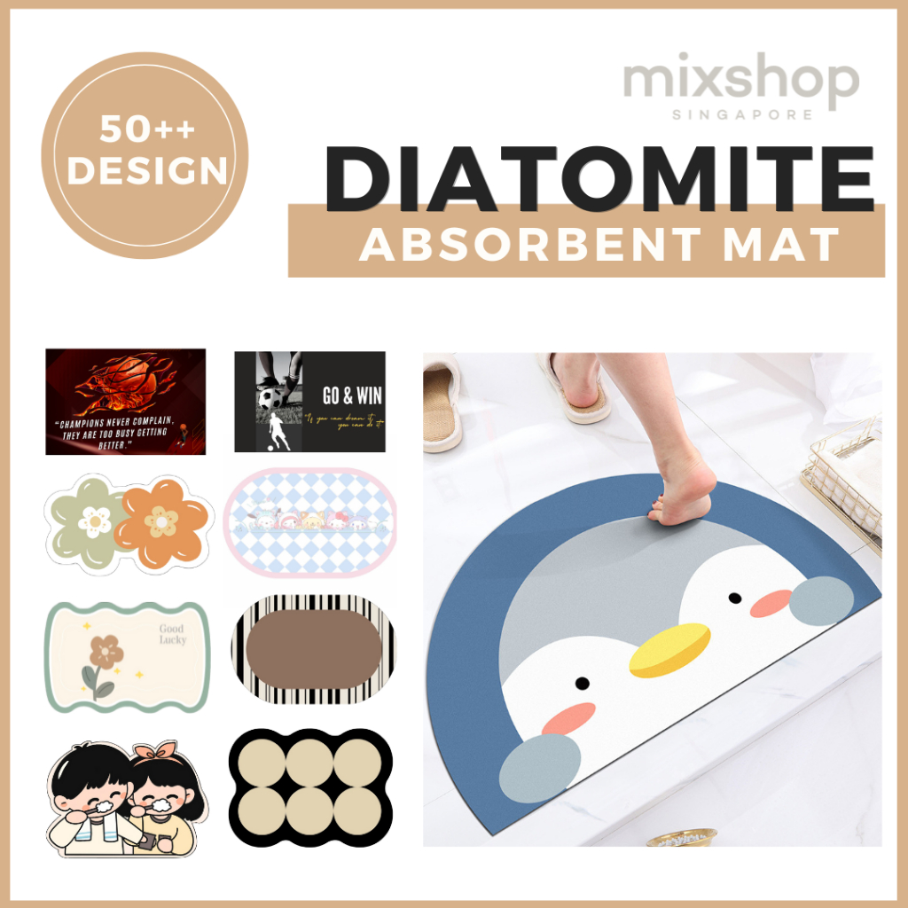 mixshop Diatomite Floor Mat, Absorbent Floor Shower Mat Anti Slip ...