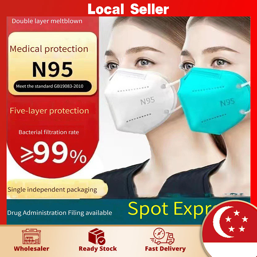 50 N95 medical protective masks, breathable and skin friendly, five layer disposable ...