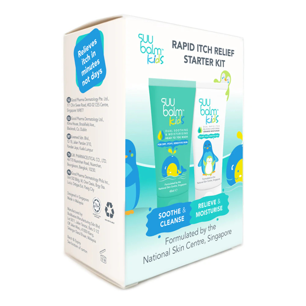 Suu Balm Kids Rapid Itch Relief Starter Kit (45ml Wash + 45ml ...
