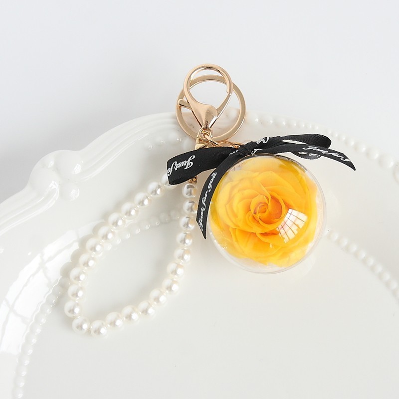 Personalised Preserved Rose Keychain | Cutomised Preserved Flower Charm ...