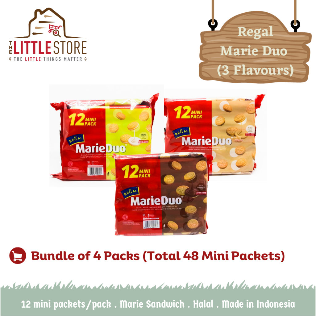 [Bundle of 4 Packs] Regal Marie Duo Chocolate / Vanilla / Peanuts Marie ...