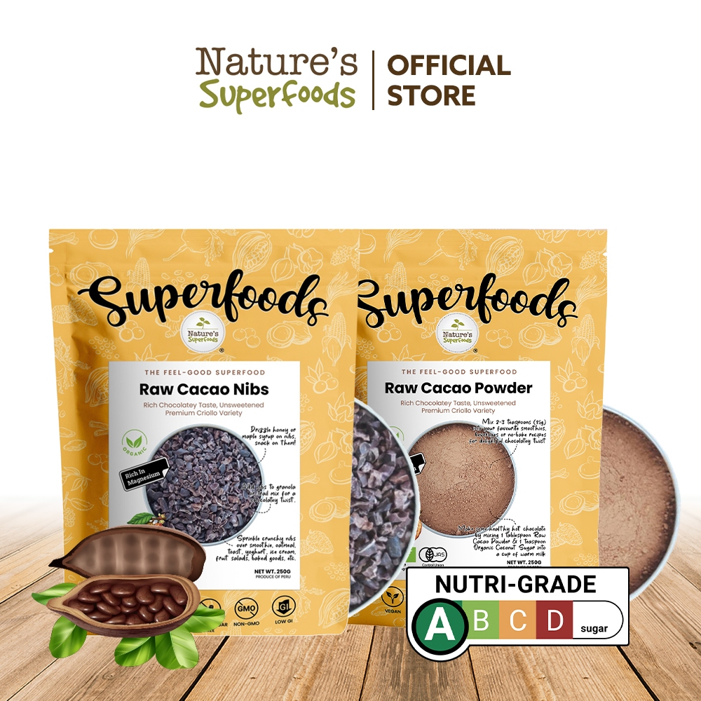 Nature's Superfoods Blissful Organic Cacao Duo Bundle (Raw Cacao Powder ...