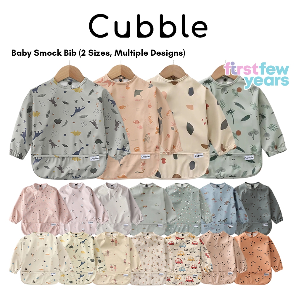 Cubble Baby Smock Bib (2 Sizes, Multiple Designs) Long Sleeve Baby ...