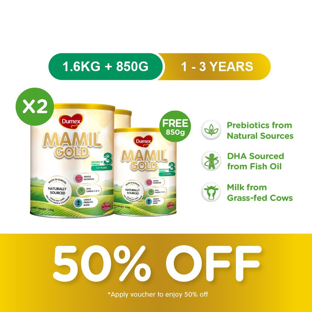Dumex Mamil Gold Stage 3 Growing Up Kid Milk Formula 1.6kg x 2 + 850g ...
