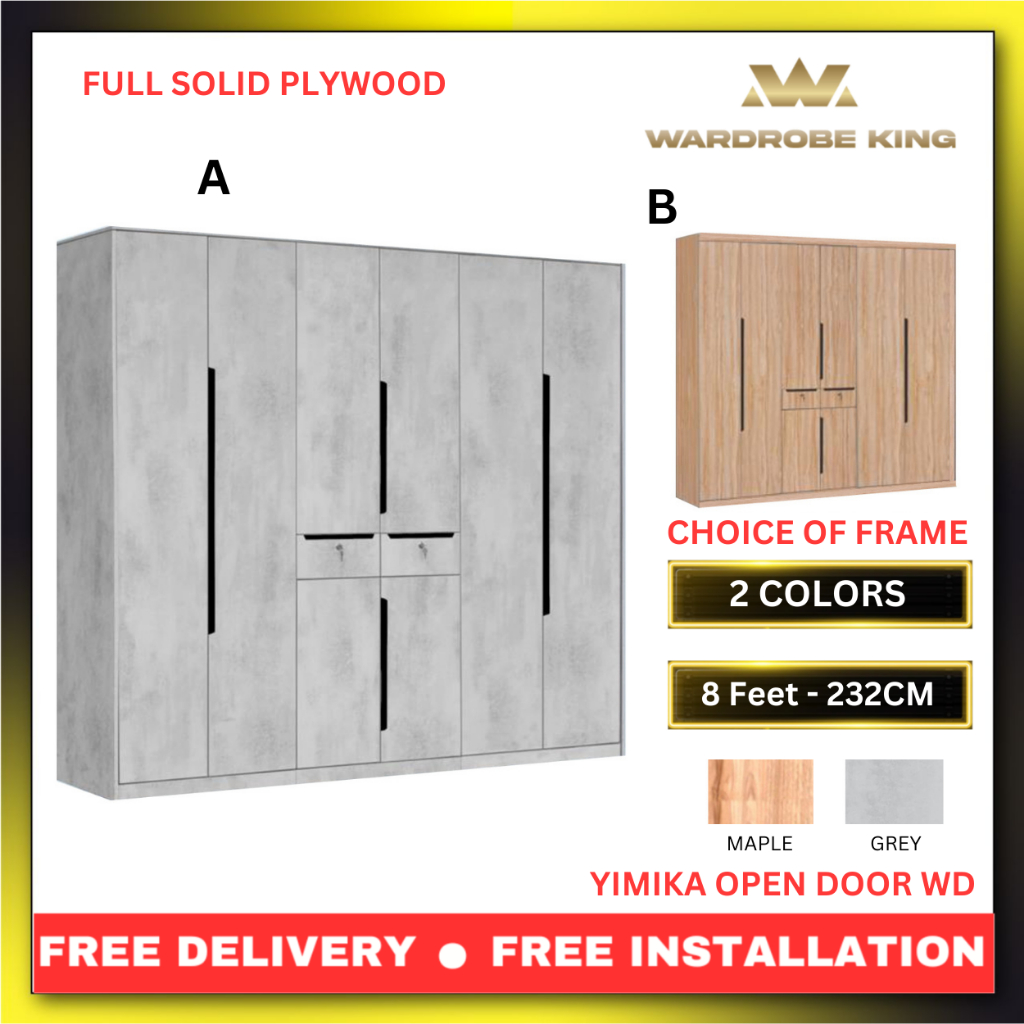 8ft YIMIKA 6 OPEN DOOR WD - Wardrobe King | Shopee Singapore
