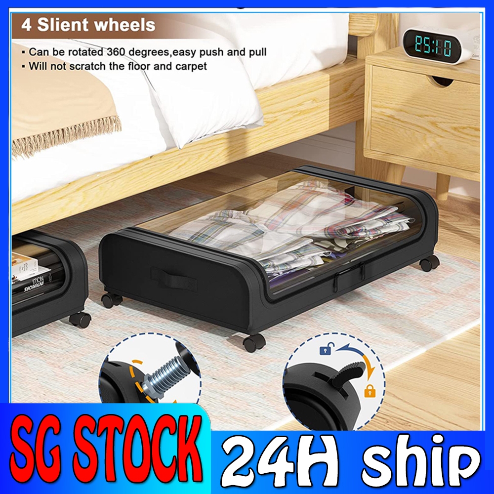 【SG】 Underbed Storage Box With Wheels Bed Storage Box Organize Clothes ...