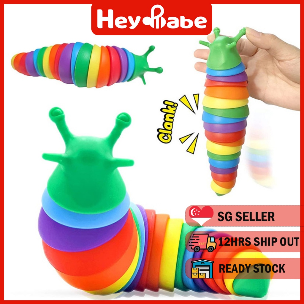 Rainbow Slug Fidget Toys for baby, Twisting Caterpillar stress relieve ...