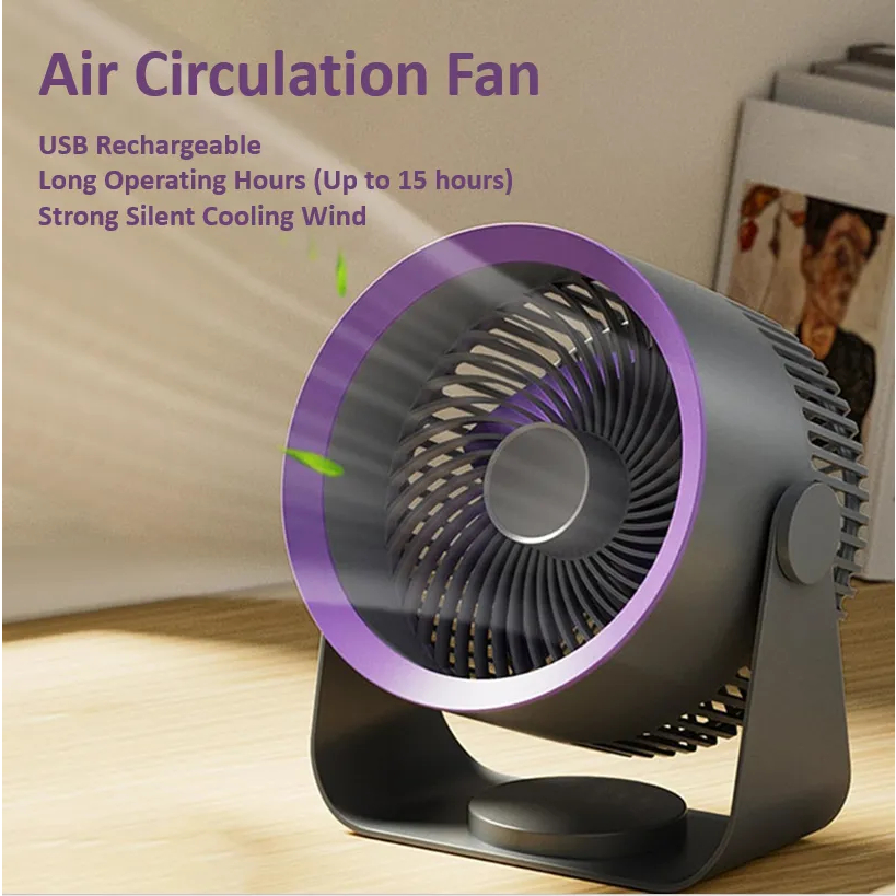 Wireless USB Rechargeable Circulation Fan Desktop Ventilation Desk ...