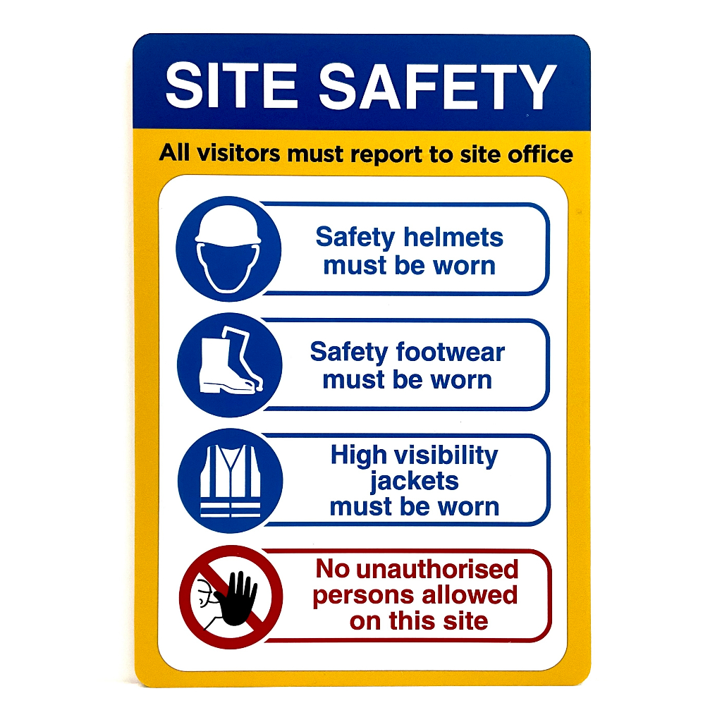 SITE SAFETY SIGN/SIGNAGE | 100mm x 145mm | CONSTRUCTION SIGN, NOTICE ...