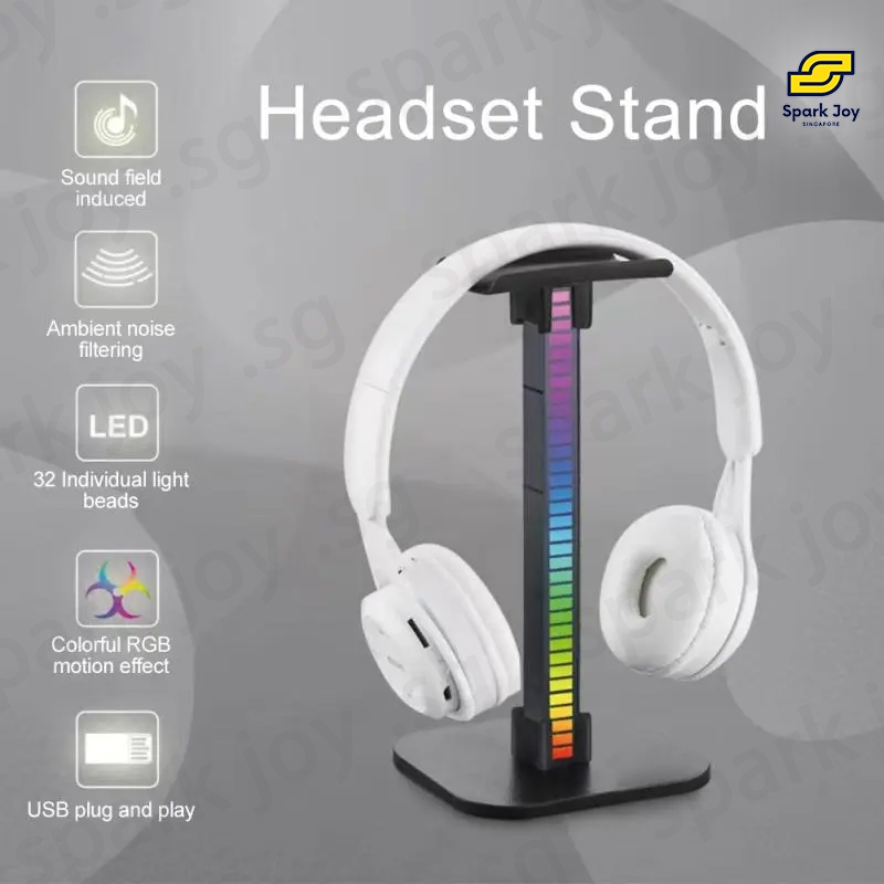 【SG】RGB Headset Stand USB Pickup Light Computer Desktop Headphone ...