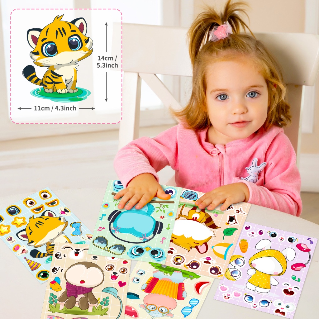 Animals & Cartoons Puzzle Sticker (6pc/pack) || DIY Sticker Set Kid ...
