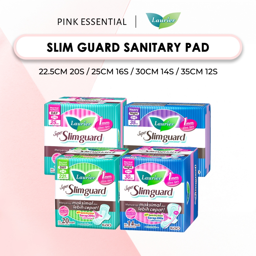 Laurier [Bundle of 4/9] Sanitary Pads Super Slimguard WING 22.5cm/25cm ...