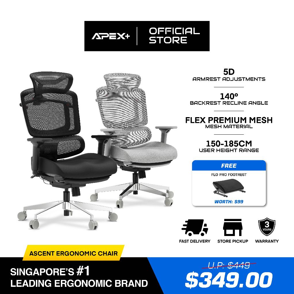 ULTi APEX+ Ascent / ARC Ergonomic Mesh Office Chair with Plush Foam ...