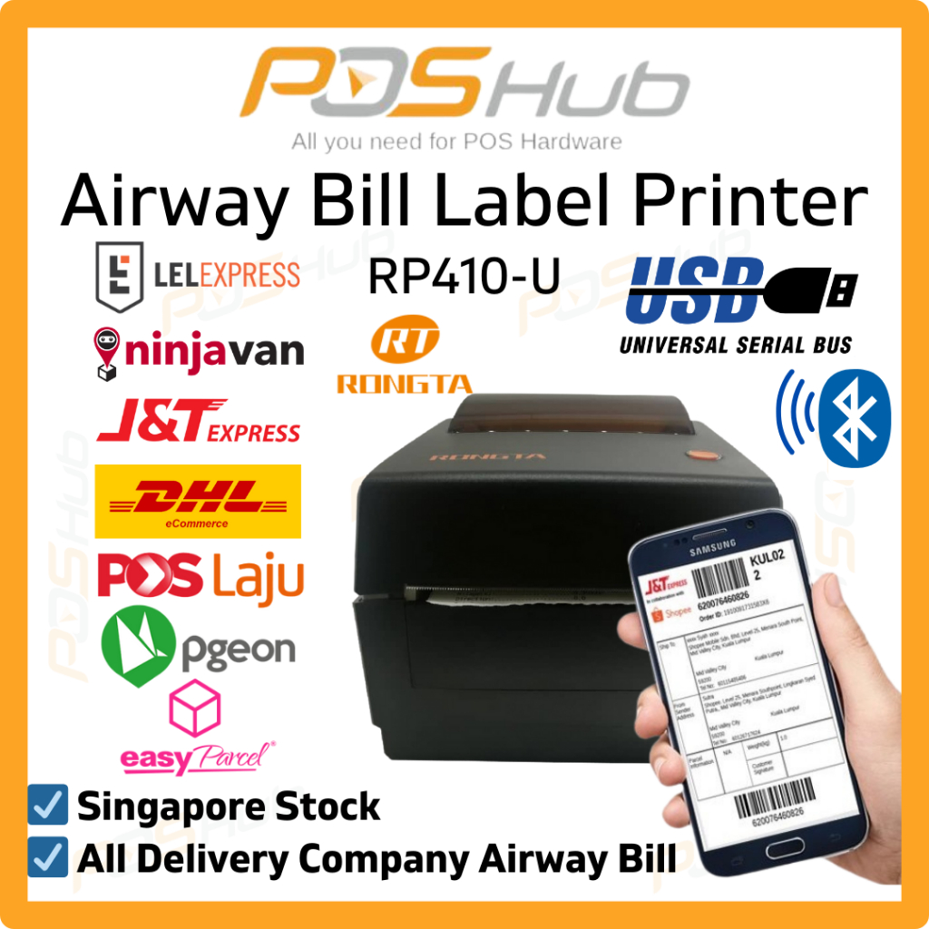 Thermal Printer A6 Bluetooth Rongta RP410 Shopee Air Waybill Printer ...
