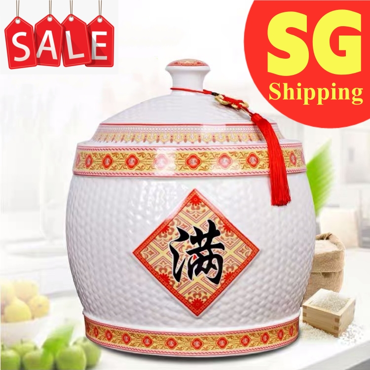 CLEARENCE!!!Porcelain Rice Container Rice Pot Ceramic Pot Multipurpose ...
