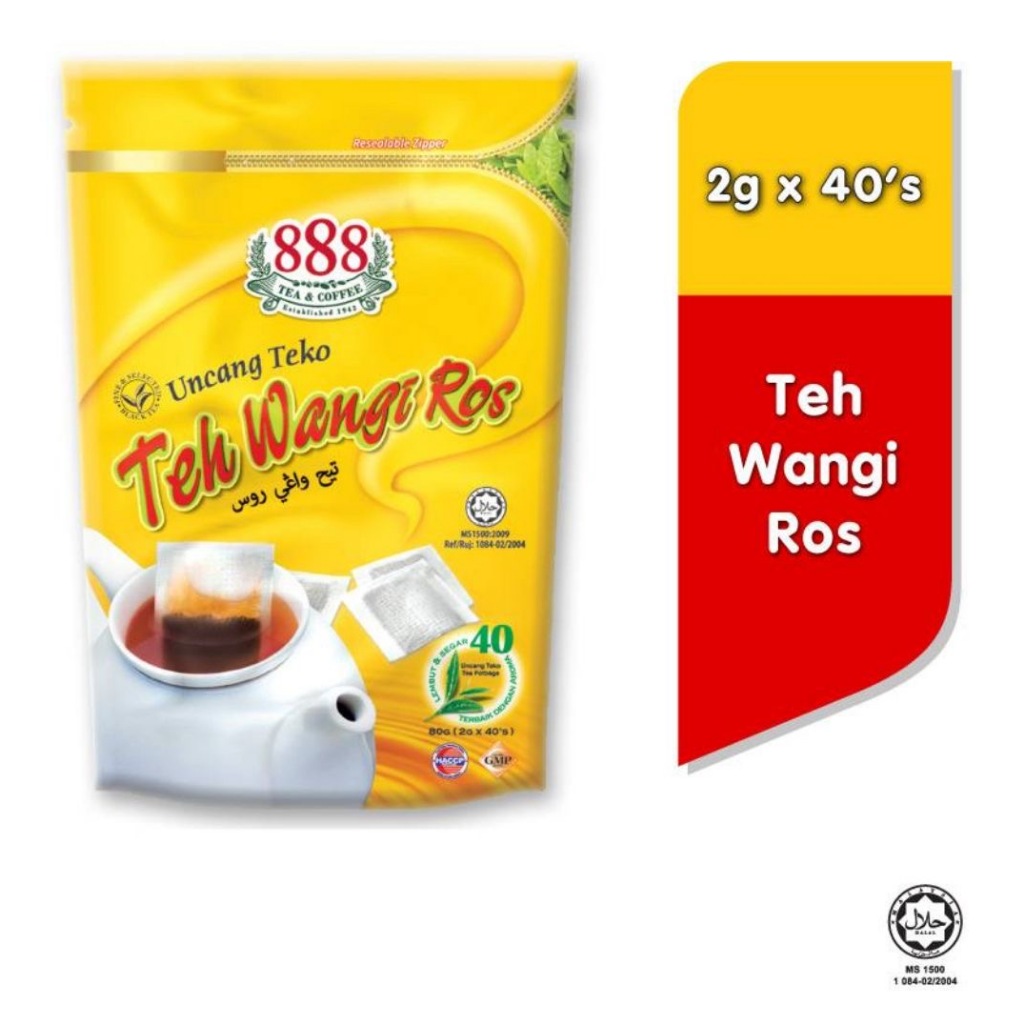 888 Teh Wangi Ros Pot Bag Rose Flavoured Fragrance Tea 40 pcs x 2g ...