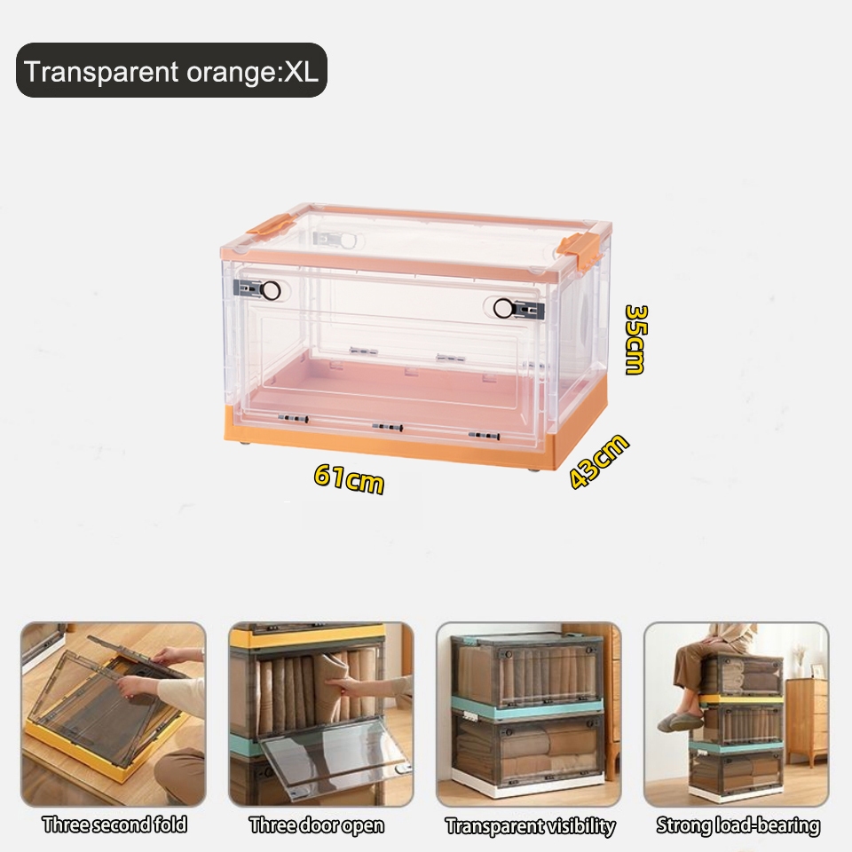 【TOP ONE】Collapsible transparent storage bins Stackable clothing ...