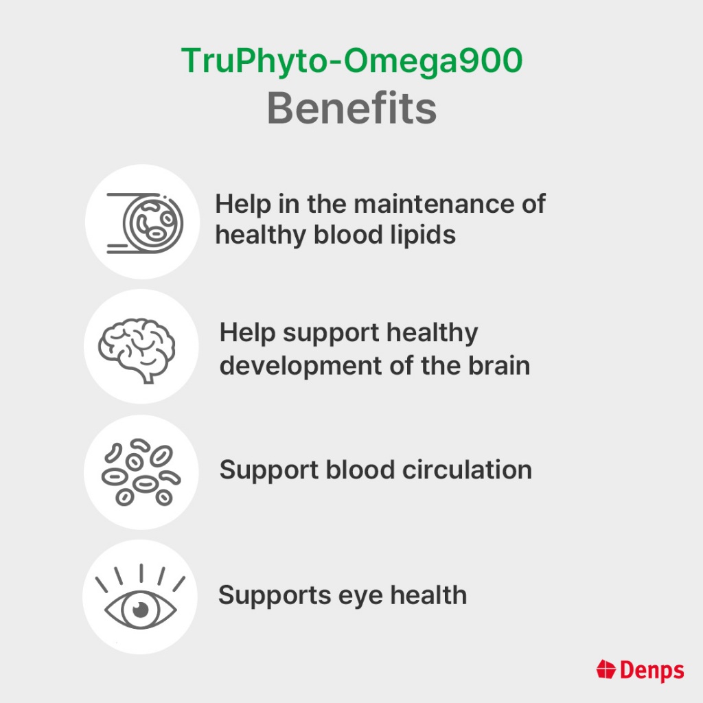 Denps TruPhyto-Omega 900 100% Plant-based Microalgae Omega-3, Less odor ...