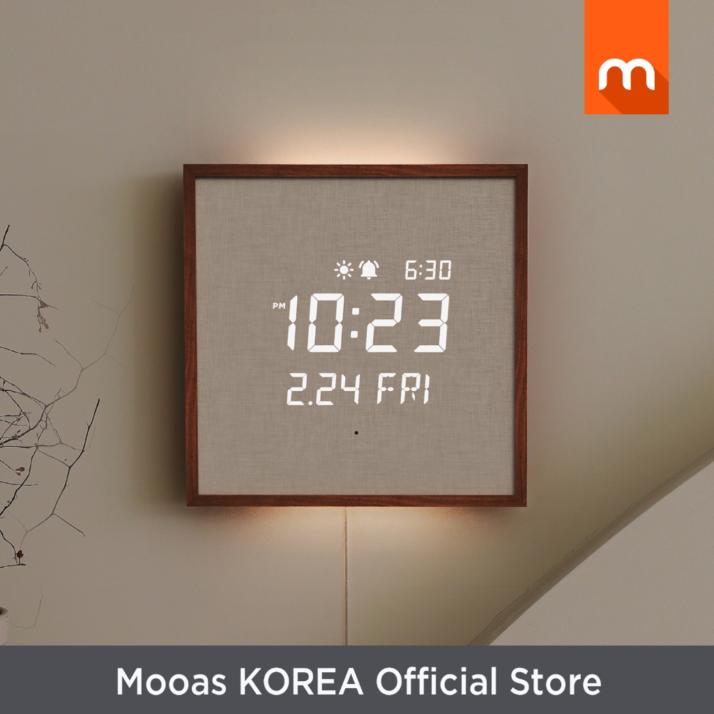 mooas Wooden Frame LED Silent Wall Clock with Remote Control, Backlight ...