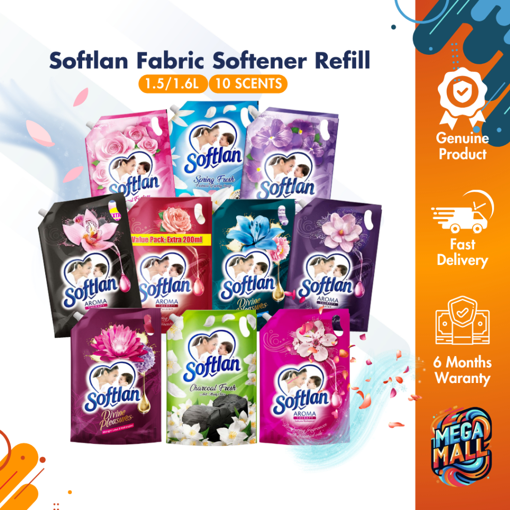 Softlan Anti Wrinkles Fabric Softener Refill Pack Long-Lasting ...