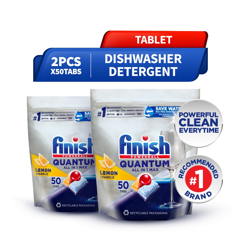 [Bundle of 2] Finish Quantum All In One Dishwasher Tablet 50 Tabs ...