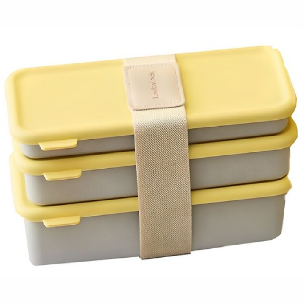 Lock&Lock DosiLock Starter Pack 3-tier Lunch Box Set, Yellow, 1 Set ...