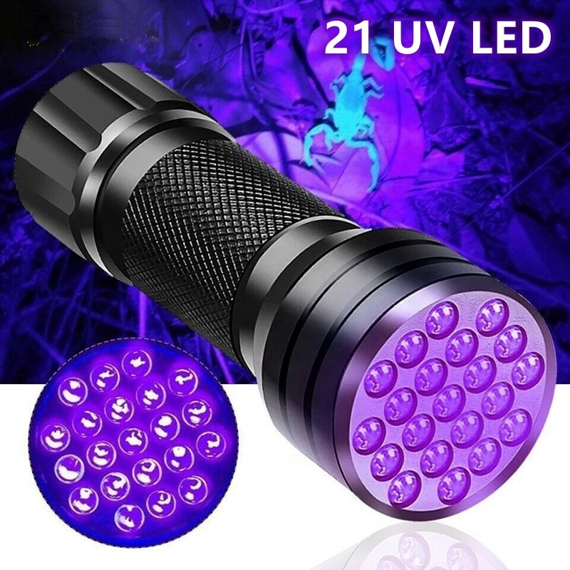 UV Light Torchlight 21-LED Stains Detector Inspection Pet Stains Notes ...