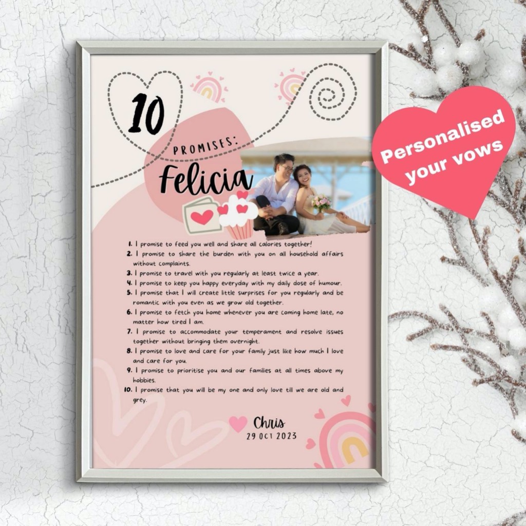 10 Promises to your spouse, Personalised Wedding Vows Frame, gatecrash ...