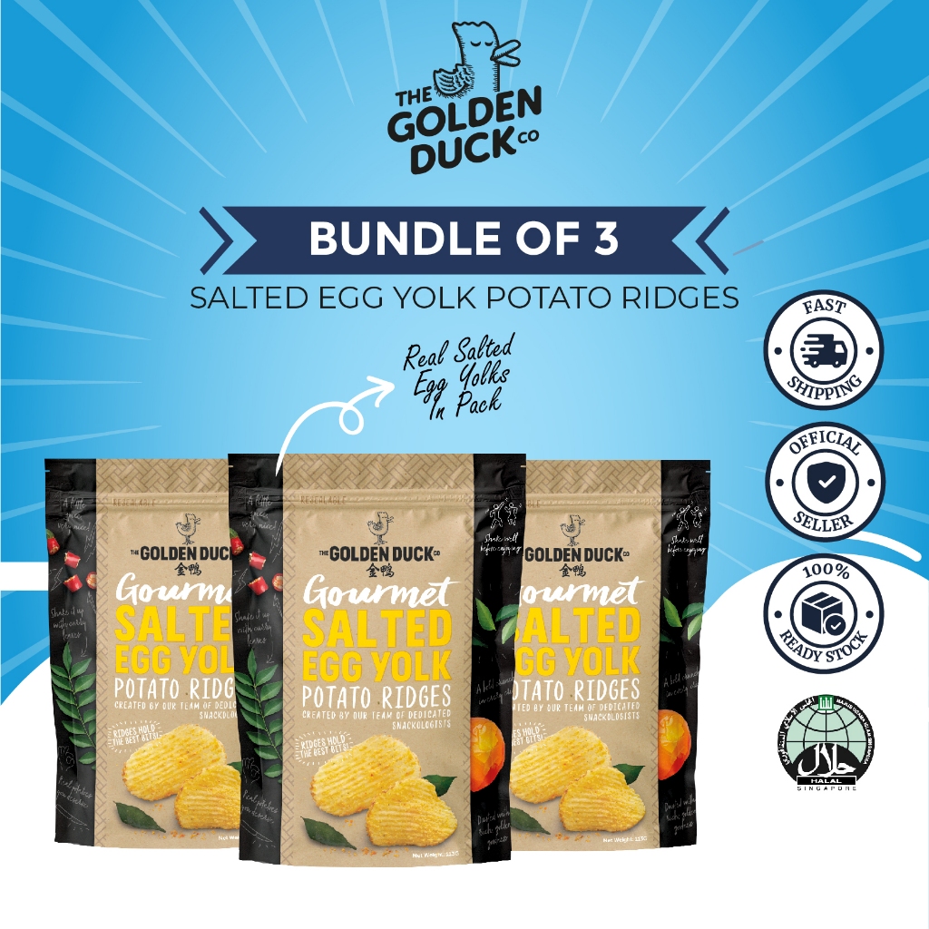 [Bundle of 3] The Golden Duck Salted Egg Yolk Potato Ridges Potato ...