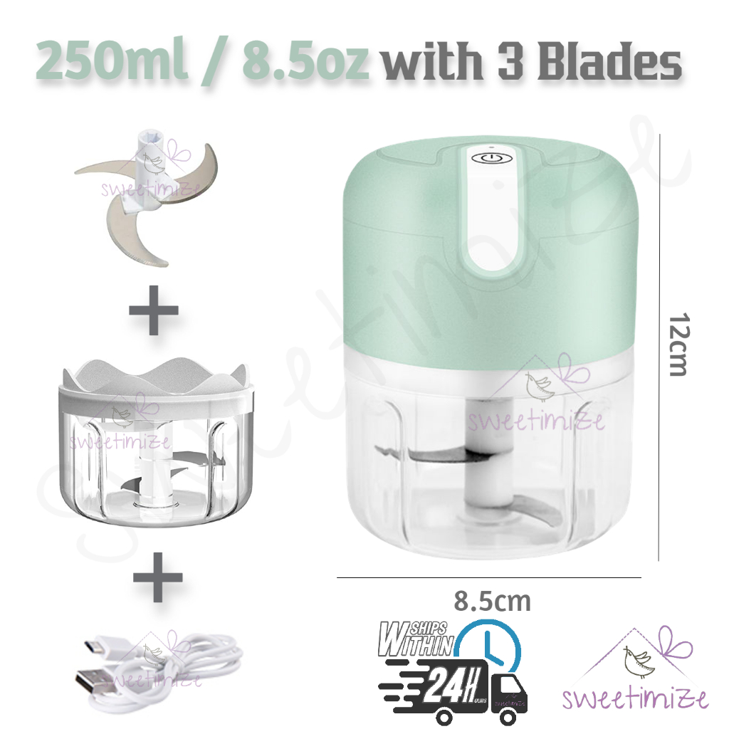 🇸🇬 Kitchen Mini Electric Food Processor/Rechargeable Garlic Blender/USB ...