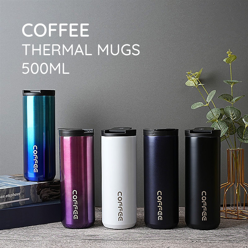 Leakproof Thermal Coffee Mug - Stainless Steel Flask Vacuum Insulated ...