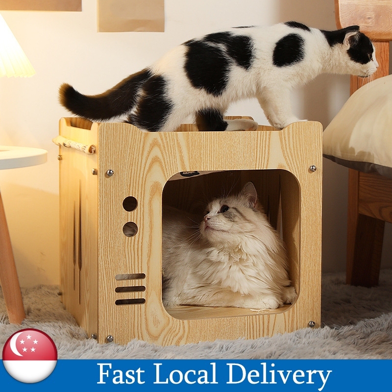 😻🔥Pet Cat House Cat Bed Cat Cage Nest House Closed Delivery Room Tree ...