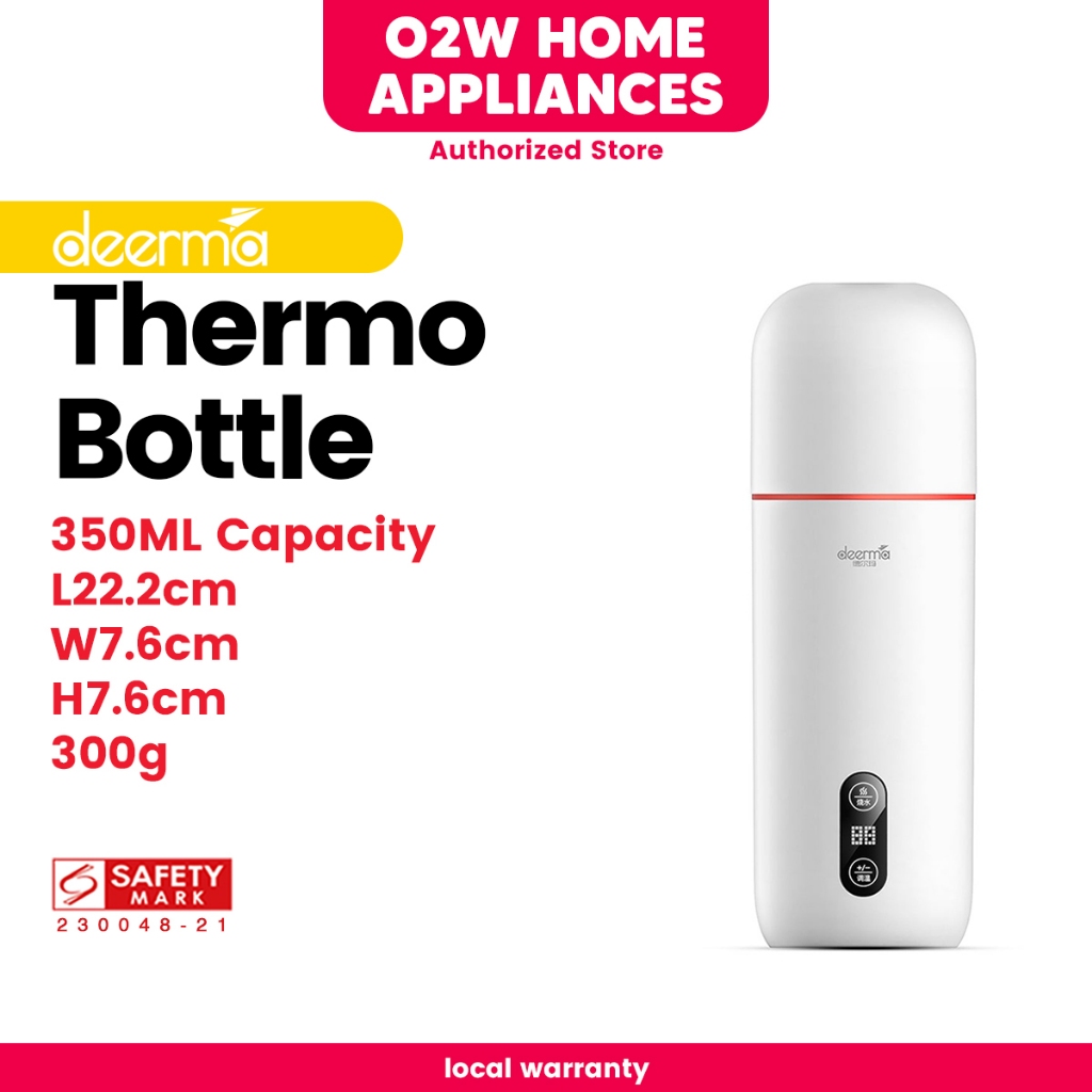 Deerma DR035S Stainless Steel Portable Boiling Thermo Bottle 350ml Lightweight LED Temperature ...