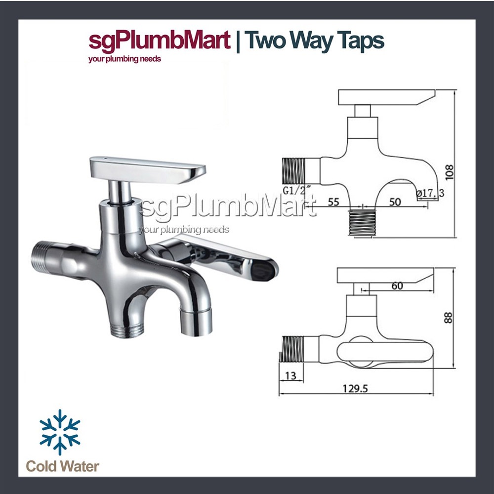 sgPlumbMart Fresco Handle Two Way Tap For Toilet Bathroom 2 Way Tap ...