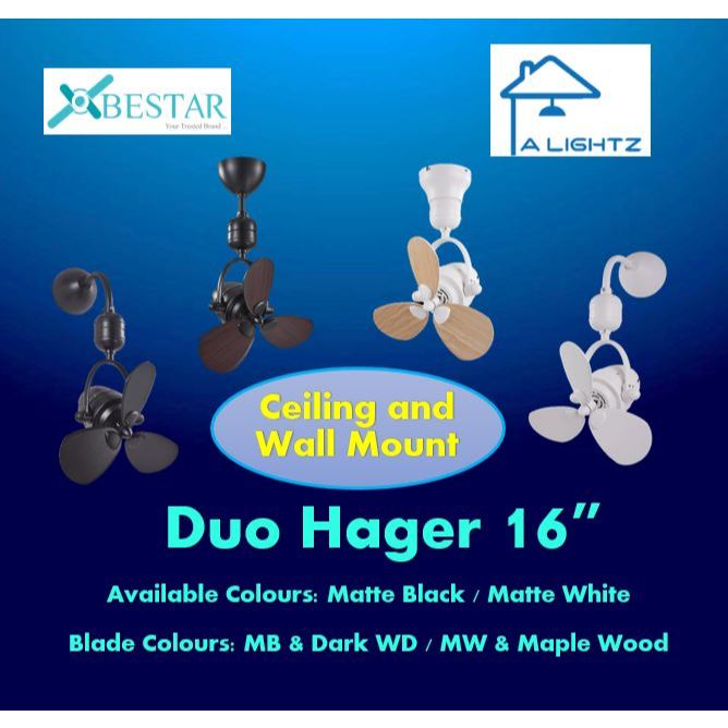 Bestar DC ceiling fan Duo Hager 16inch Ceiling and Wall Mount | Shopee ...