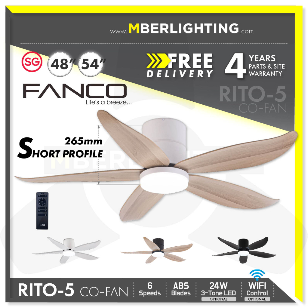 [Must Choose] FANCO Rito-5 48/54'' Smart Wi-Fi Ceiling Fan with Remote ...