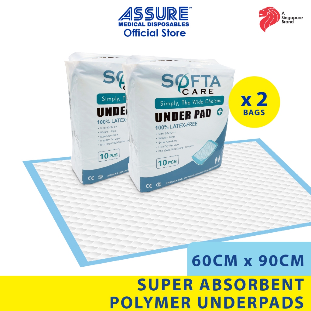 [Bundle of 2] SOFTACARE Underpad With Super Absorbent Polymer Blue ...