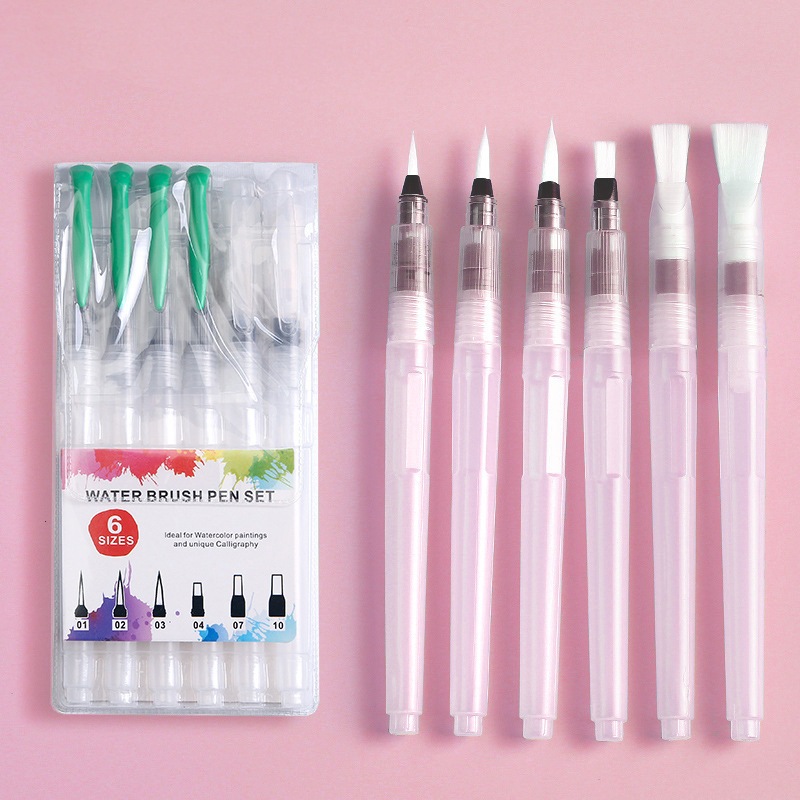 6Pcs/set Refillable Water Brush Pen Set/Barrel Water Color Paint Brush ...