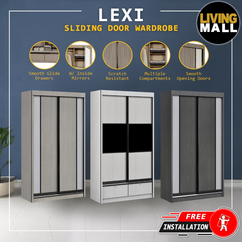 Living Mall Lexi Series 2-Door Sliding Door Wardrobe in 14 designs ...