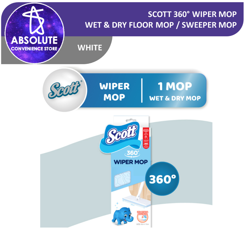 Scott 360 Wiper Mop | Wet & Dry Floor Mop / Sweeper Mop (White ...