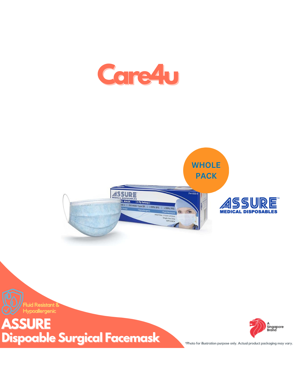 ASSURE Surgical Face Mask 3-Ply With Earloop Disposable 50'S/Box ...