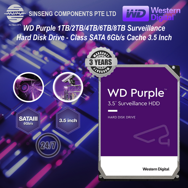 Western Digital WD Purple 1TB/2TB/4TB/6TB/8TB/10TB/12TB/16TB HDD ...