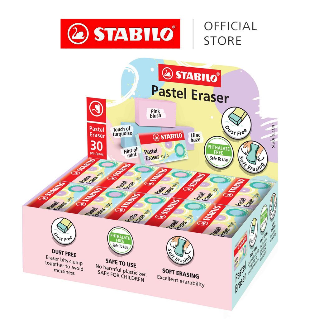 STABILO Pastel Eraser - Hint of Mint, Touch of Turquoise, Pink Blush ...