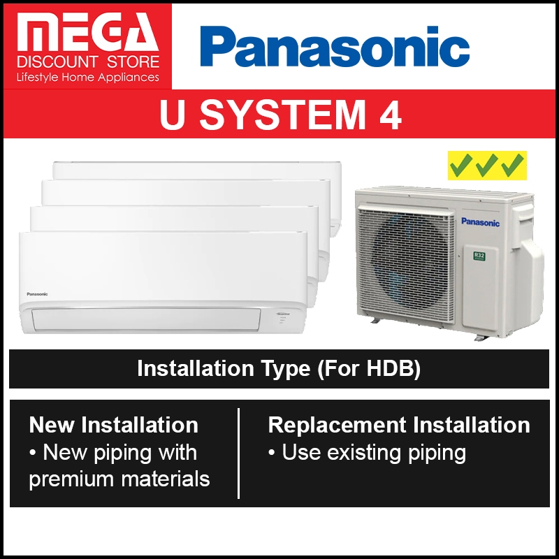 PANASONIC U SYSTEM 4 AIRCON (9K x3 + 24K) + FREE INSTALLATION | Shopee ...